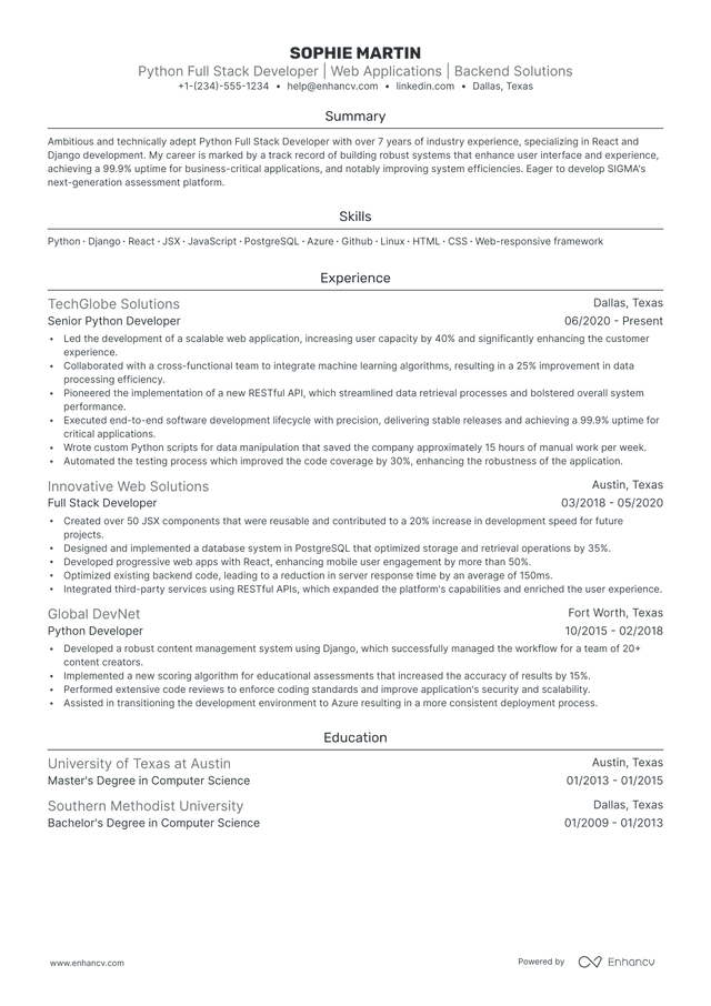 5 Python Full Stack Developer Resume Examples And Guide For 2024 9648